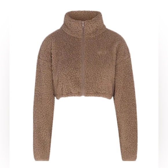 SKIMS | Jackets & Coats | Skims Cropped Teddy Jacket With Zipper Nwt ...